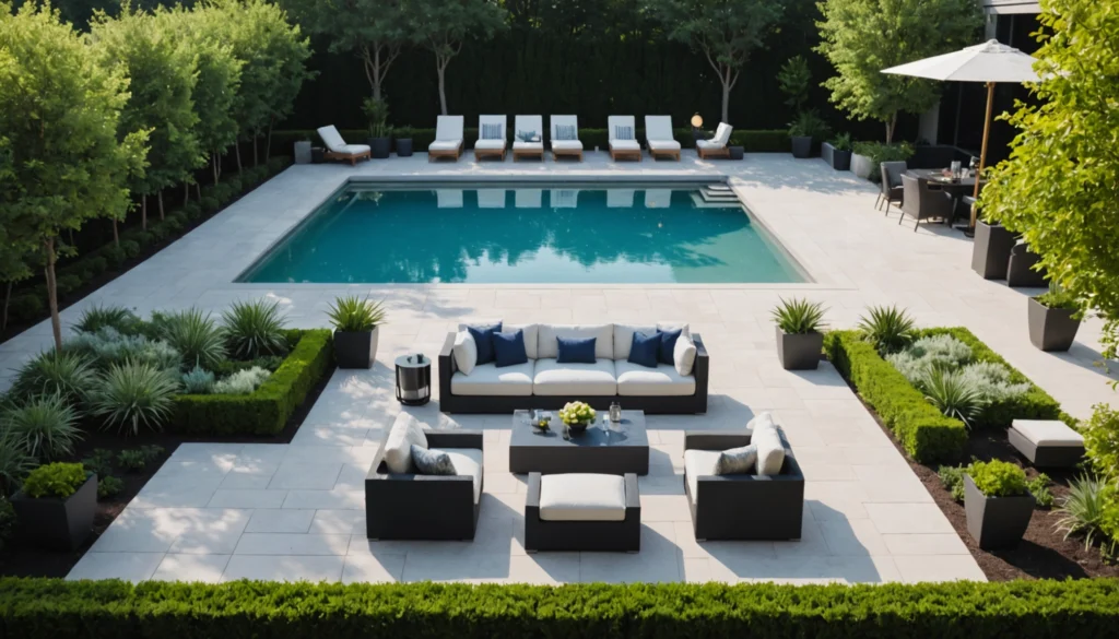 Élégance: terrasse mit pool gestalten